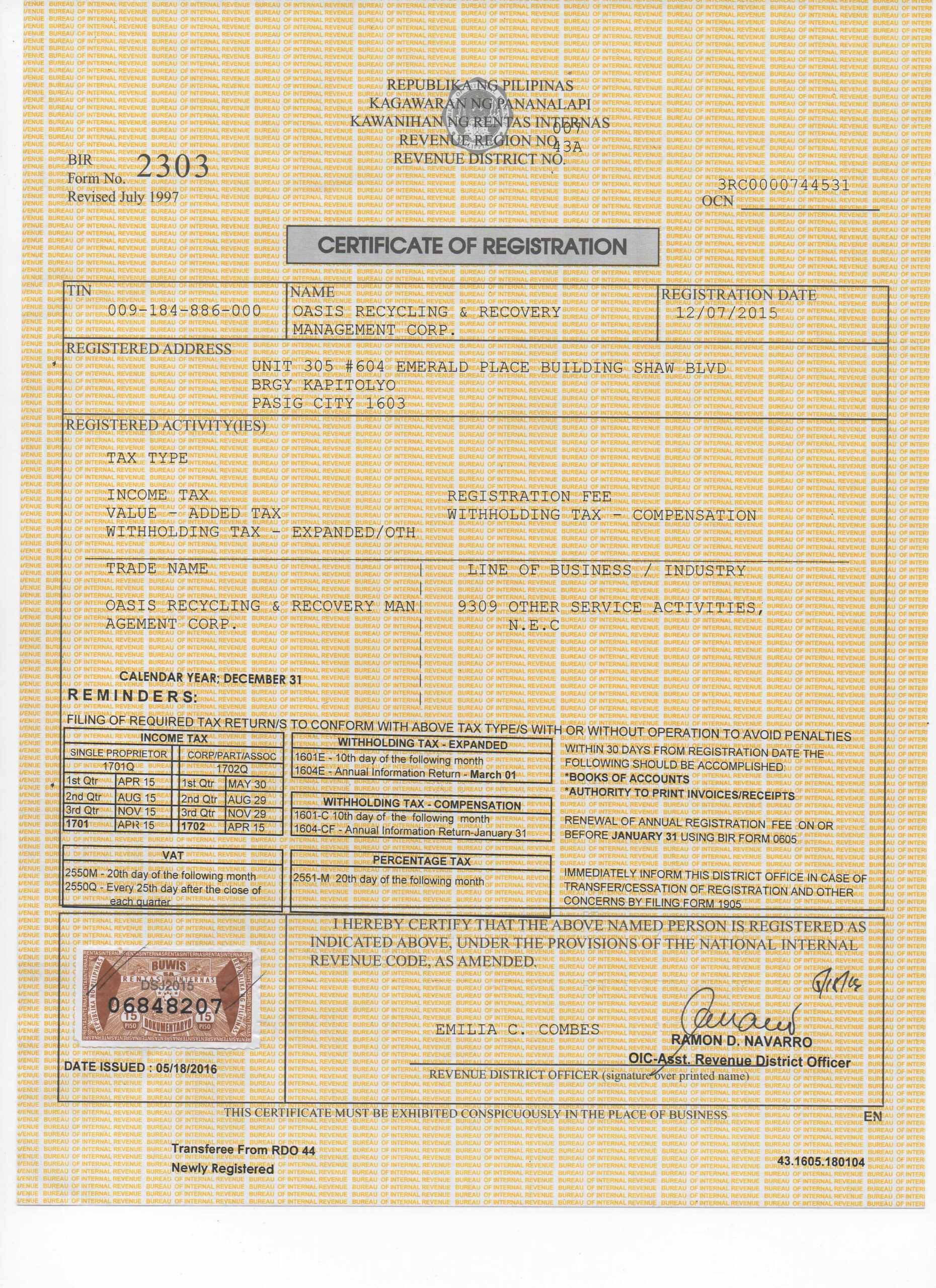 OASIS • Essential Environmental Consultants Inc